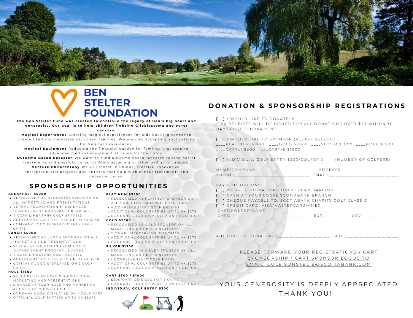 Scotiabank 25th Annual Charity Golf Classic | Ben Stelter Foundation
